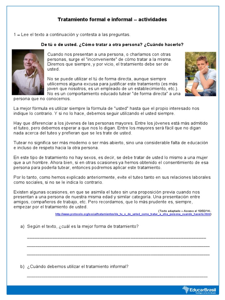 Ejercicios Tu o Usted | PDF