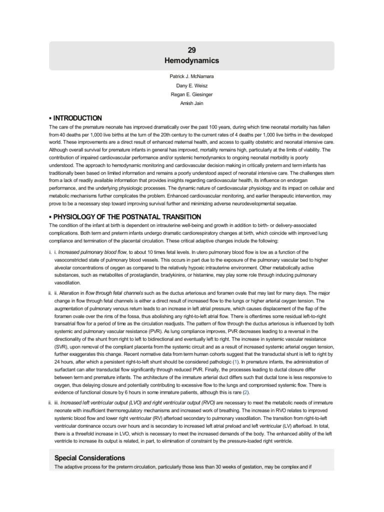 Neonatal Hemodynamics Avery | PDF