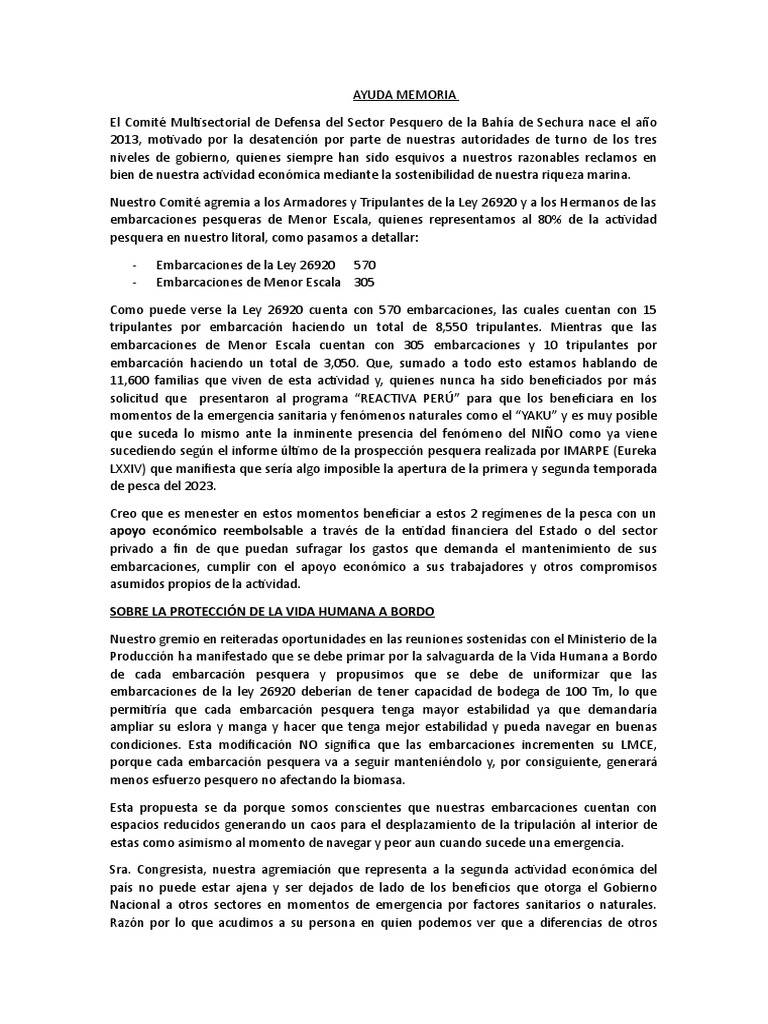 Ayuda Memoria 26920 | PDF