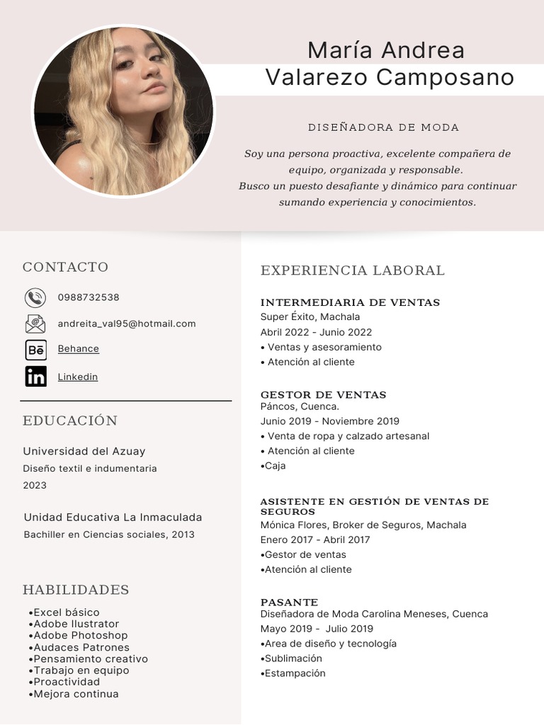 CV Andrea Valarezo | PDF | Ingeniería