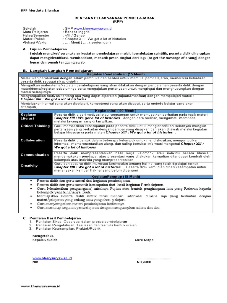 13 RPP B.ing Kel. 8 Sem .2 - WWW - Kherysuryawan.id | PDF