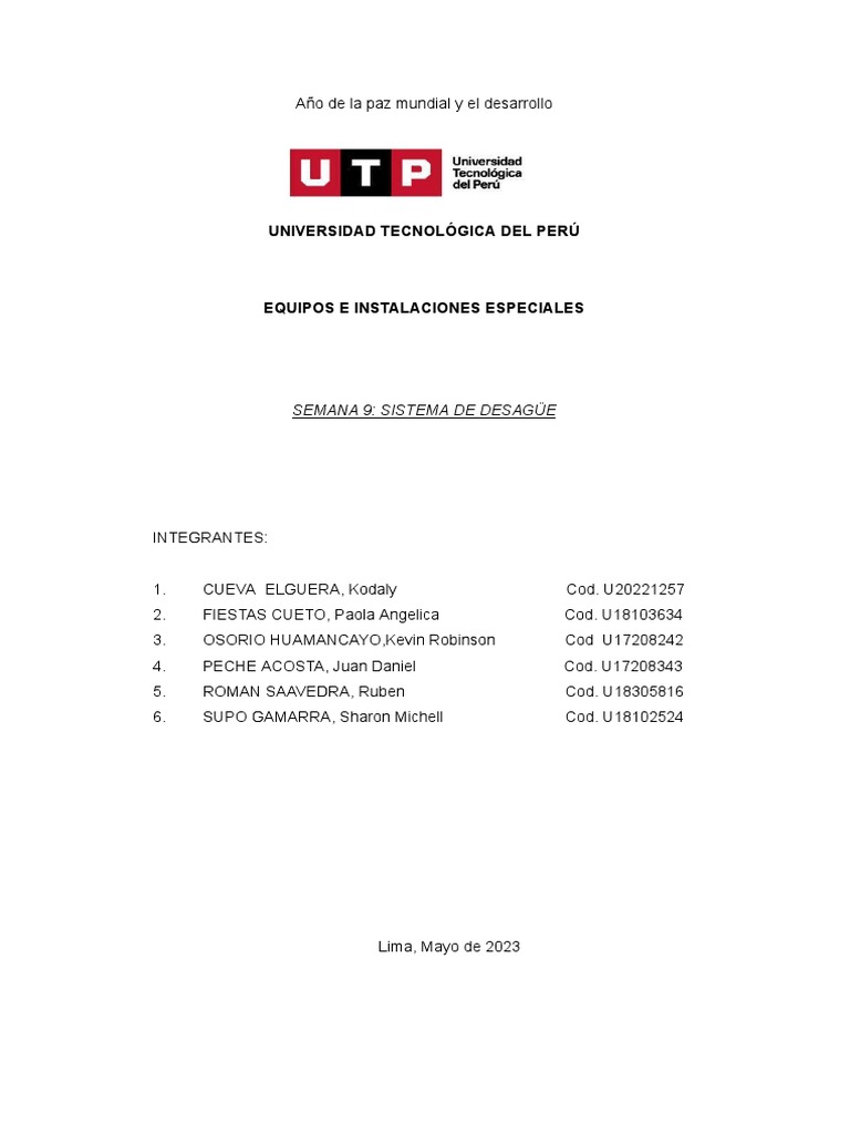 Sem 9 - Tarea - Grupal-Eie - Sistema de Desague | PDF