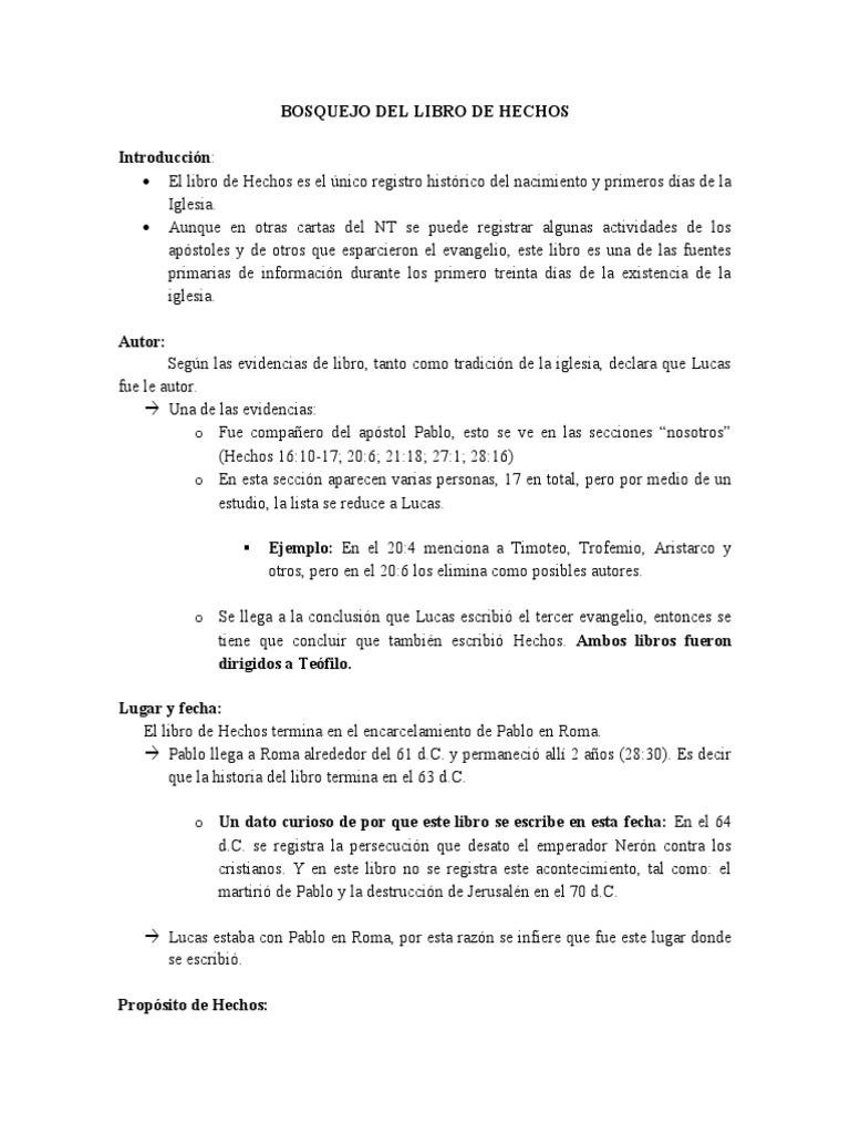 Bosquejo Del Libro de Hechos | PDF | Pablo el apóstol | Bernabé