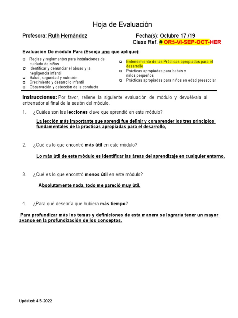Spanish Course Evaluation Udap | PDF | Conceptos psicologicos | Cognición