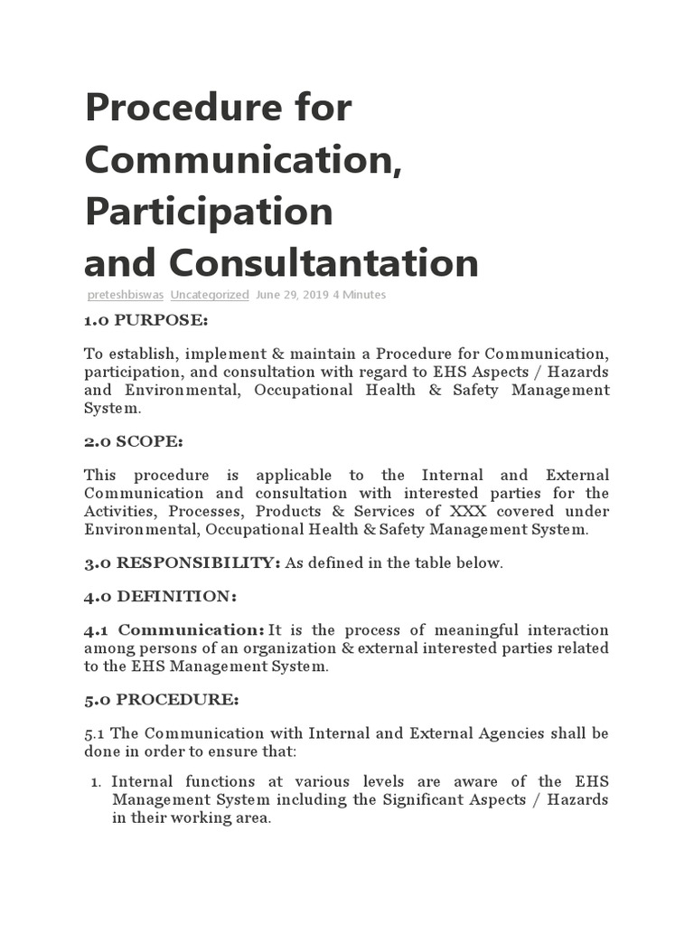 E0802procedure For Communication | PDF | Risk | Communication