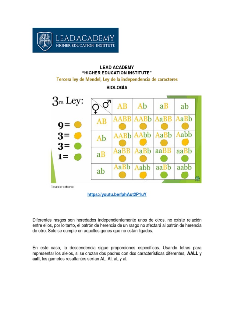 Actividad Tercer Ley de Mendel | PDF