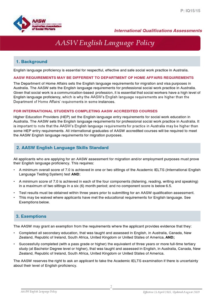 English Language Requirements 1 | PDF