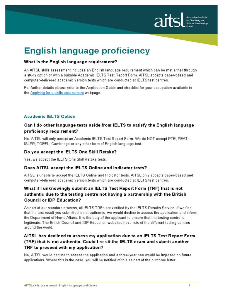 English Language Proficiency | PDF