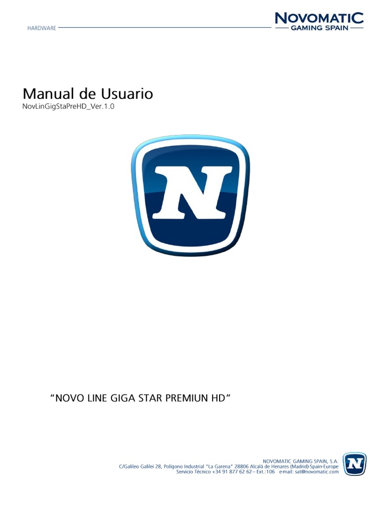Manual Novomatic Novo Line Giga Start Premium HD | PDF