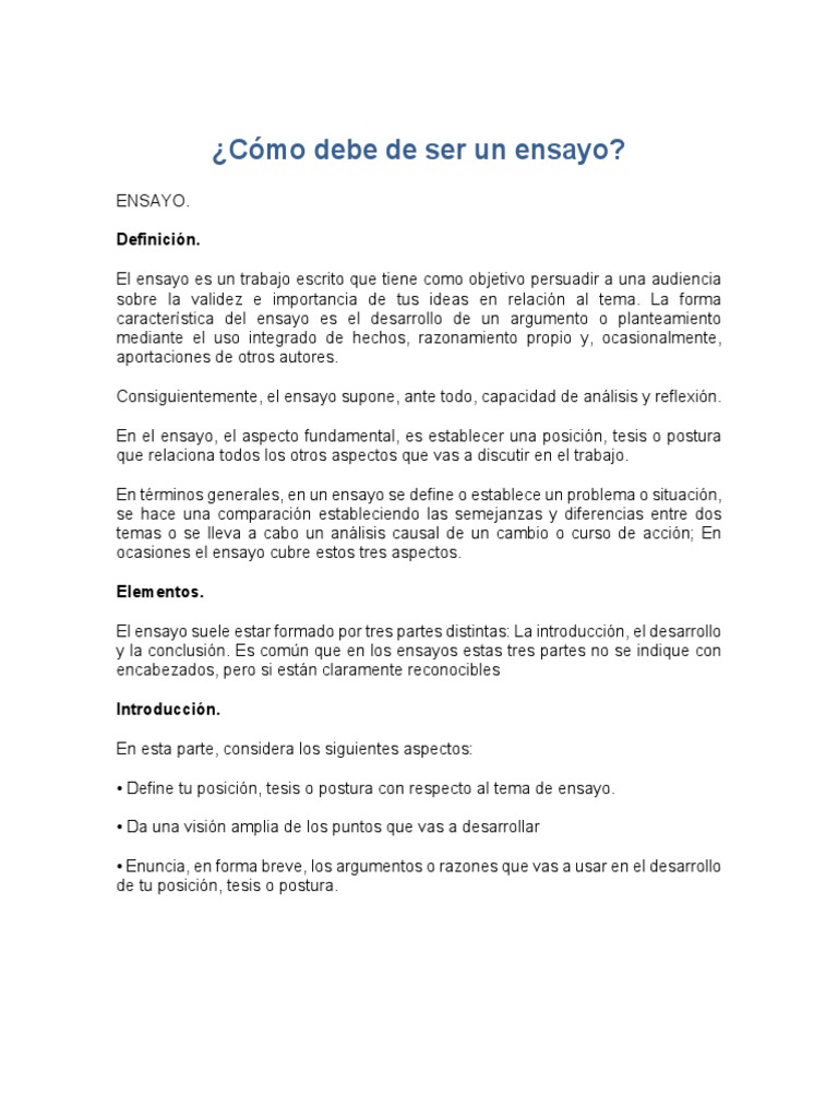 Como Debe Ser Un Ensayo | PDF | Ensayos | Cognición