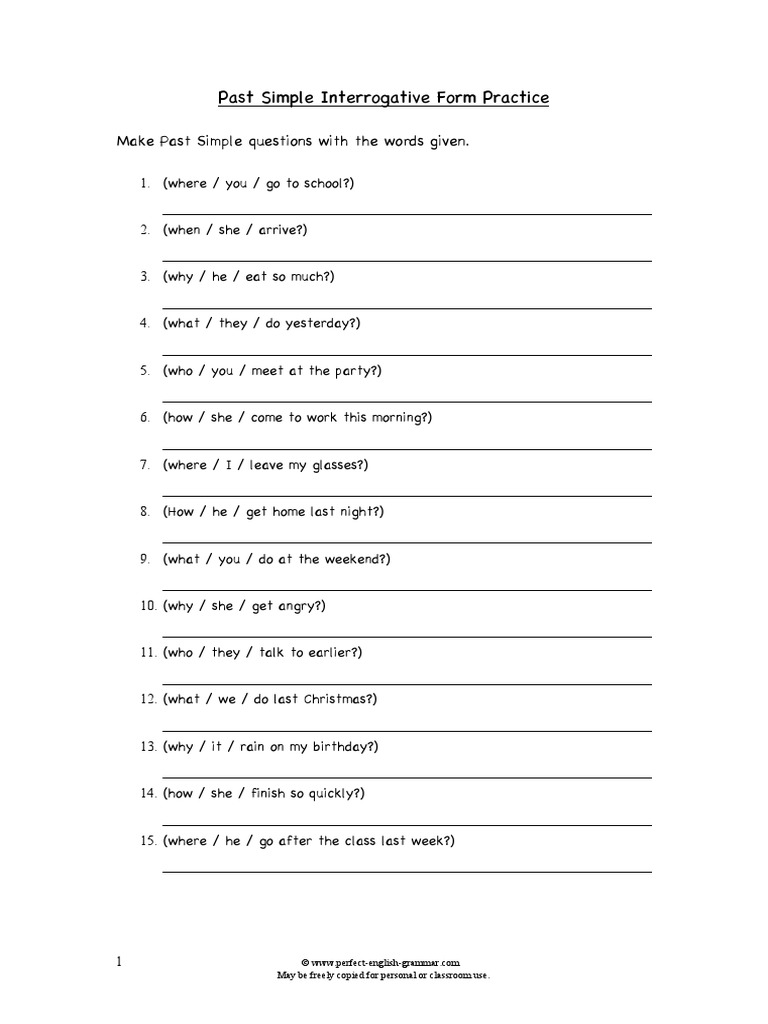 Past Simple - Interrogative Form Practice | PDF