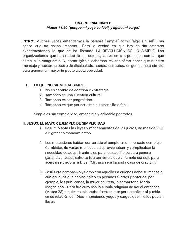 Iglesia Simple: Claves para la Efectividad | PDF | Jesús | Evangelio de ...