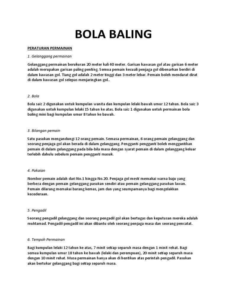 Peraturan Asas Bola Baling | PDF