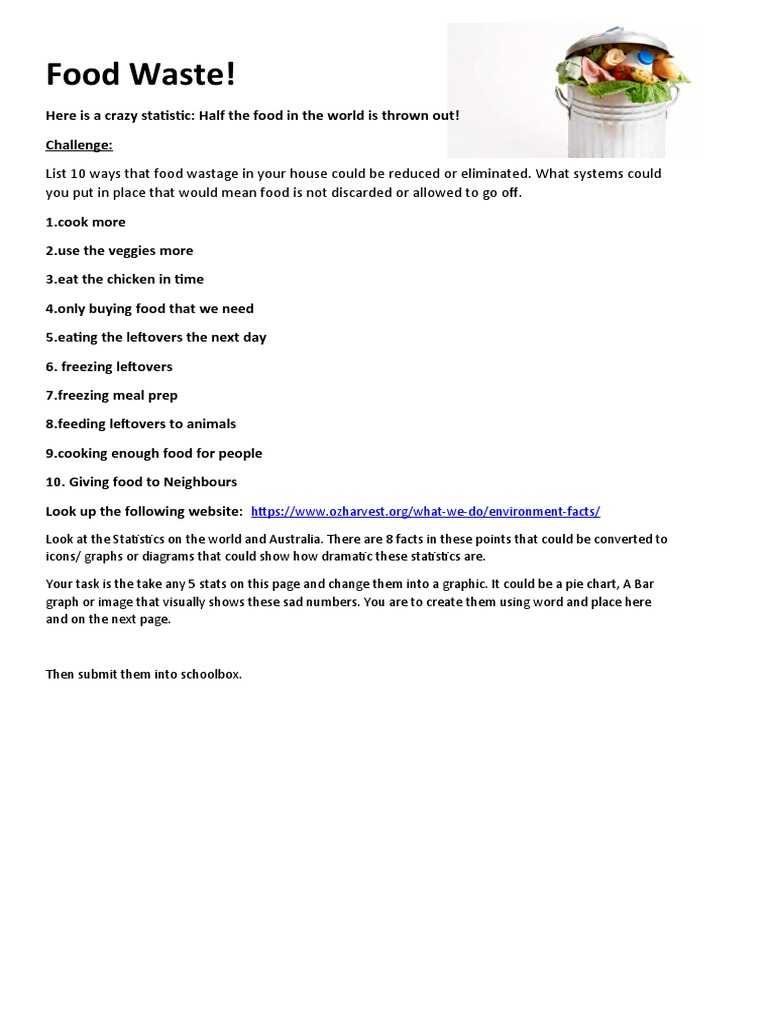 Food Waste Worksheet | PDF