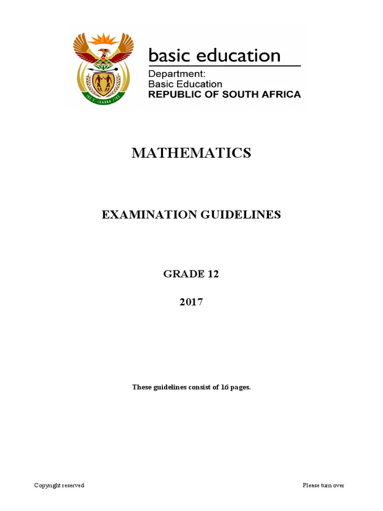 Mathematics GR 12 Exam Guidelines 2017 Eng | PDF | Circle | Triangle Mathematics GR 12 Exam Guidelines 2017 Eng | PDF | Circle | Triangle