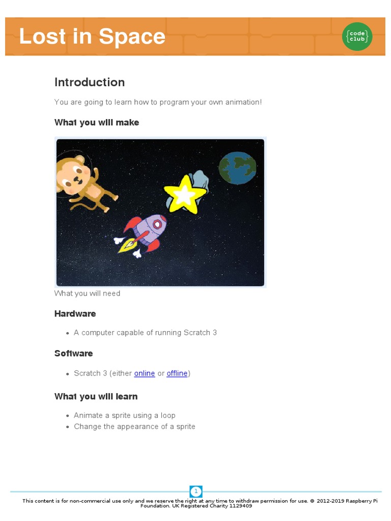 Scratch Module 1 Project 2 Lost-In-space | PDF