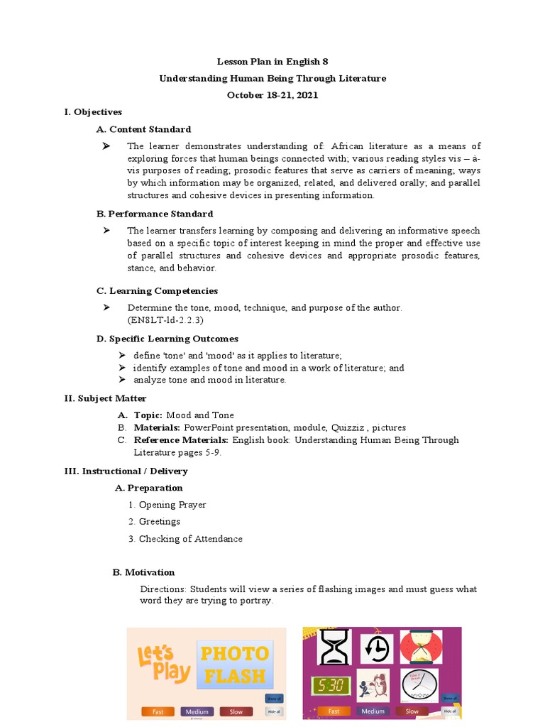 PEAC Lesson Plan English 8 | PDF | Learning | Lesson Plan