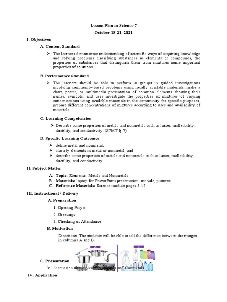 Peac Lesson Plan Science 7 | PDF