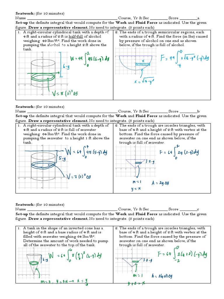 Fluid Force and Work Calculations | PDF
