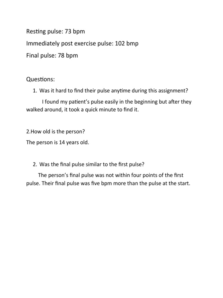 Checking Pulse Assignment | PDF Checking Pulse Assignment | PDF