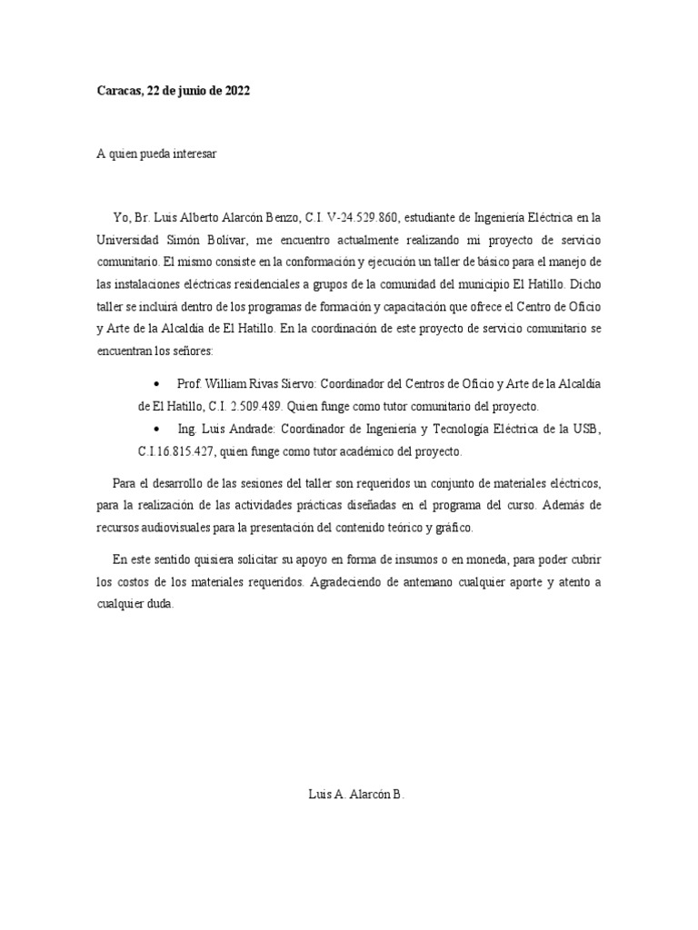 Carta para Solicitud de Donación | PDF