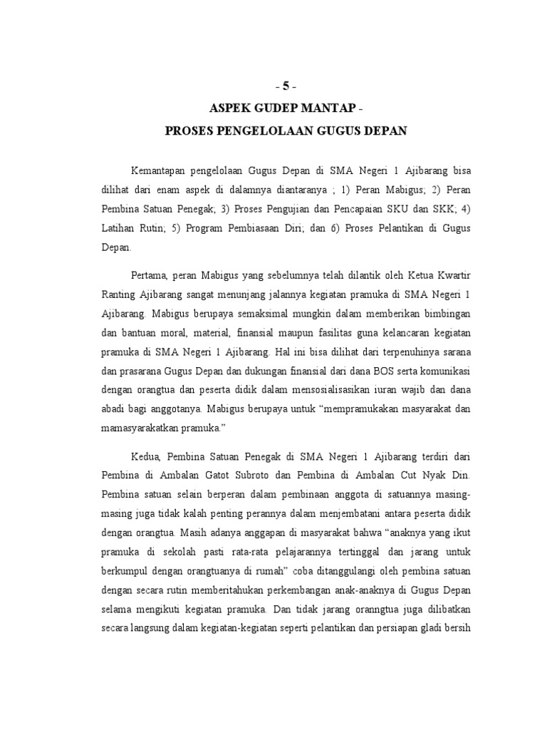 Narasi Aspek Proses Pengelolaan Gugus Depan | PDF | Karier & Perkembangan | Kesehatan Holistik