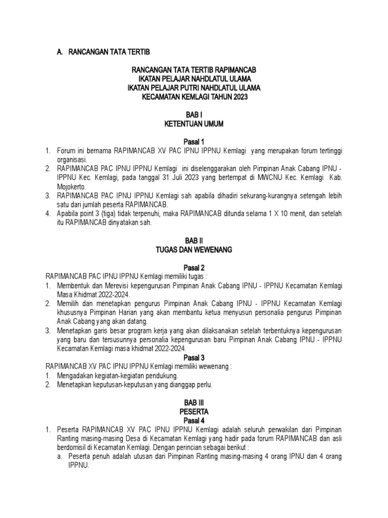 Rancangan Tata Tertib Rapimancab | PDF