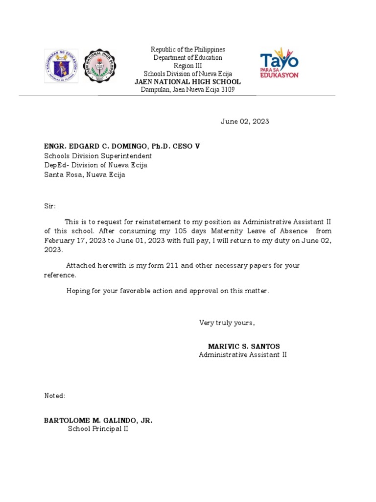 Letter Request Return to Duty | PDF