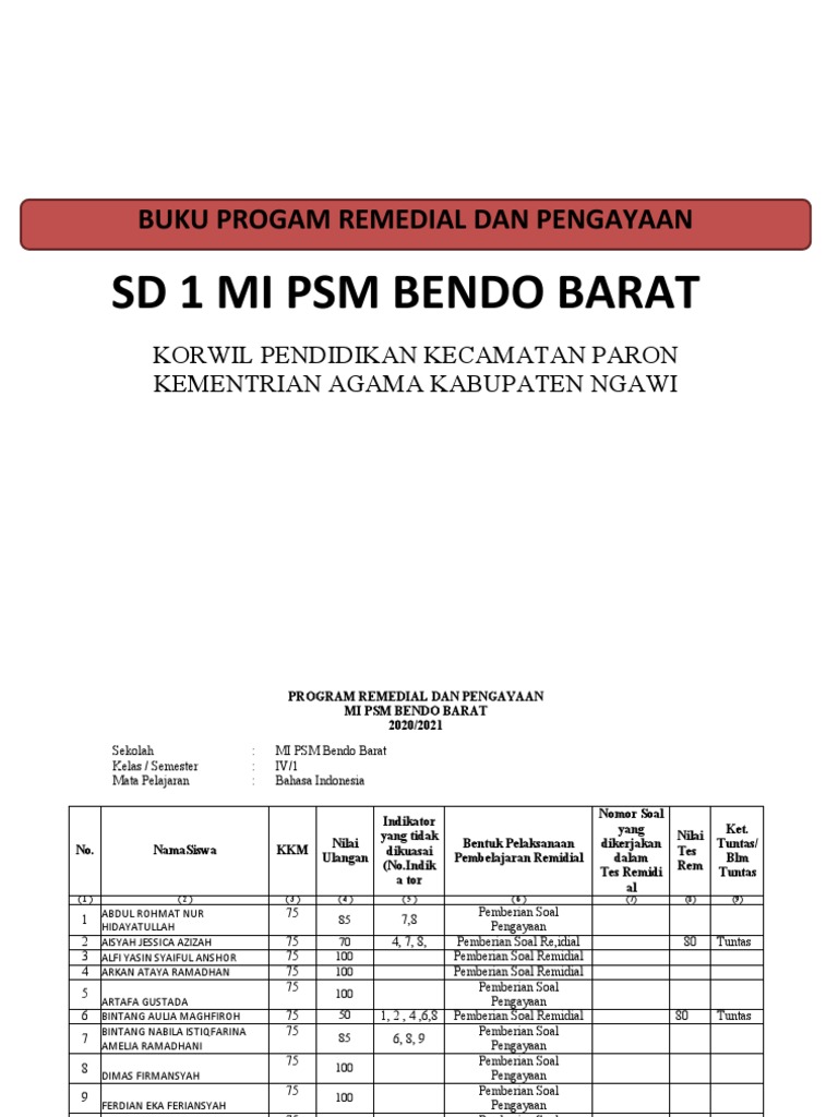 Program Remedial dan Pengayaan MI PSM | PDF