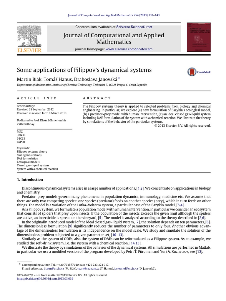 Some Applications of Filippov's Dynamical Systems | PDF | Teaching Methods & Materials | Science ...