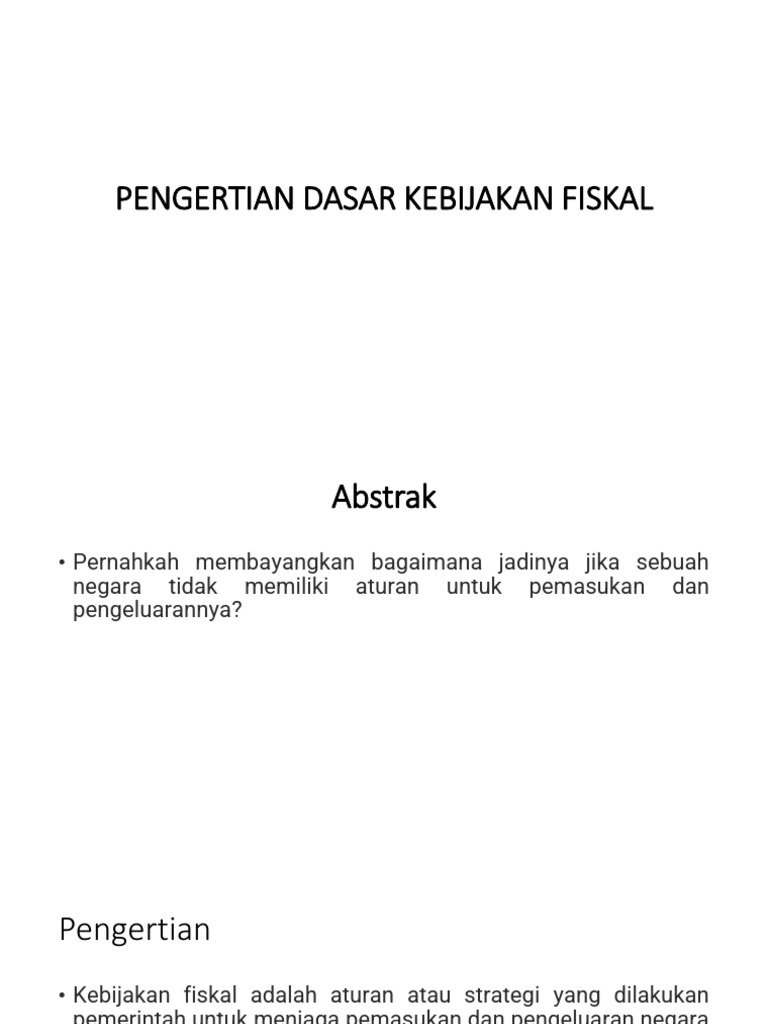 Dasar Kebijakan Fiskal | PDF | Pengelolaan Keuangan & Uang