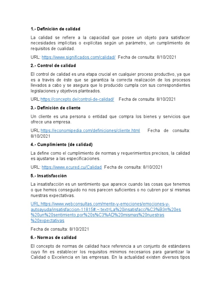 Conceptos Básicos de Calidad | PDF