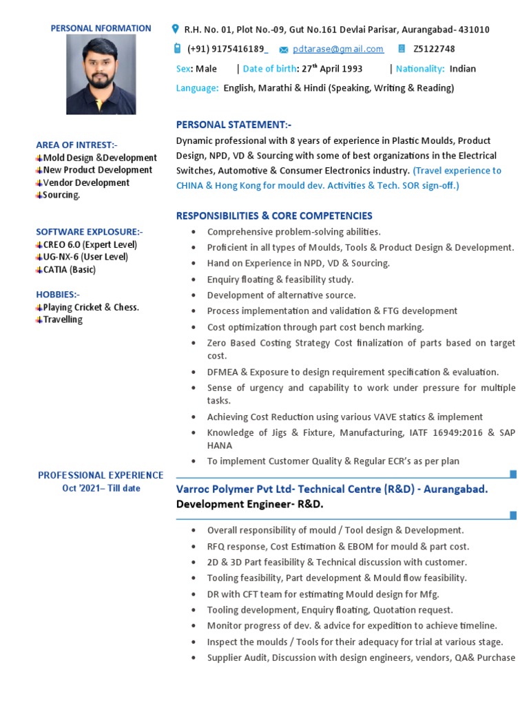 Parmeshwar Tarase Resume - Design & Development - Parmeshwar Tarase-8 YoE | PDF