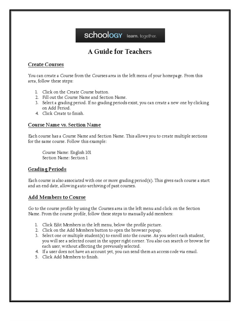 Schoology Guide | PDF | Quiz | Html