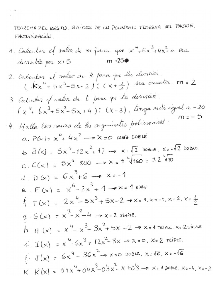 Ejercicios de Factorización de Polinomios | PDF
