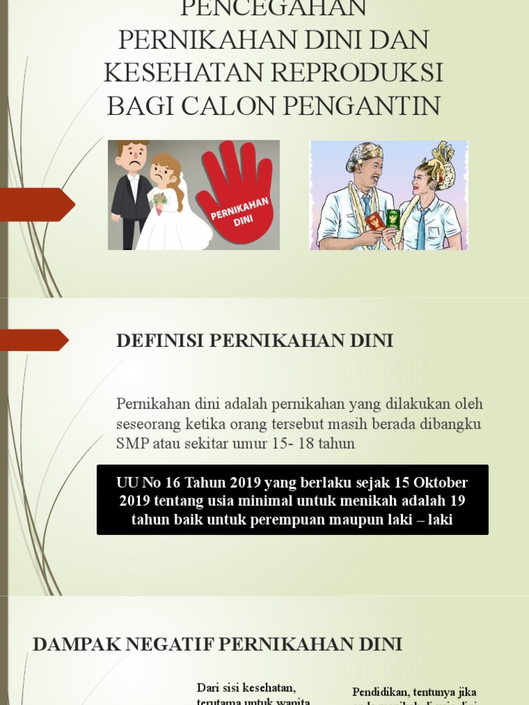 PENCEGAHAN PERNIKAHAN DINI DAN KESEHATAN REPRODUKSI BAGI CALON | PDF