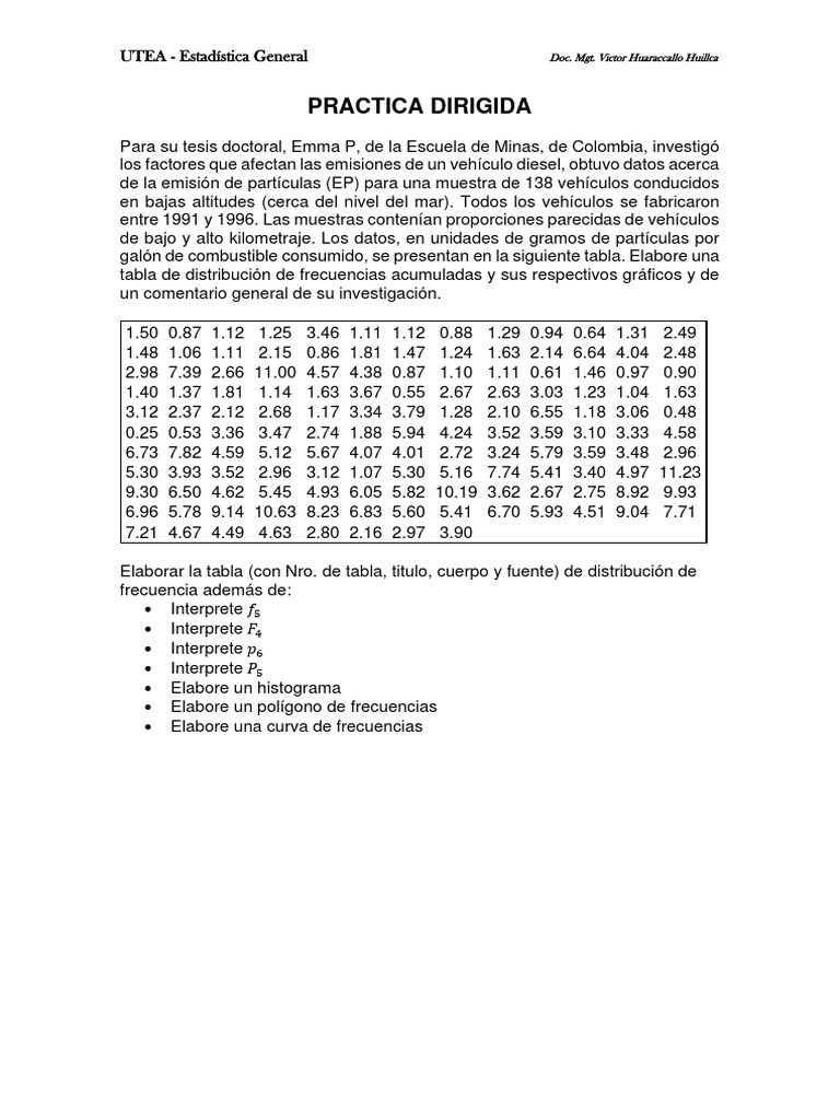 Practica Dirigida 1 - Tabla de Distribucion de Frecuencias | PDF