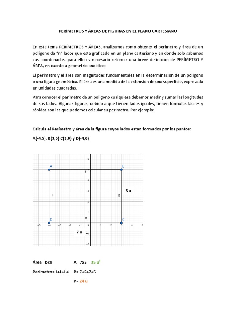 Perímetros y Áreas en el Plano Cartesian | PDF