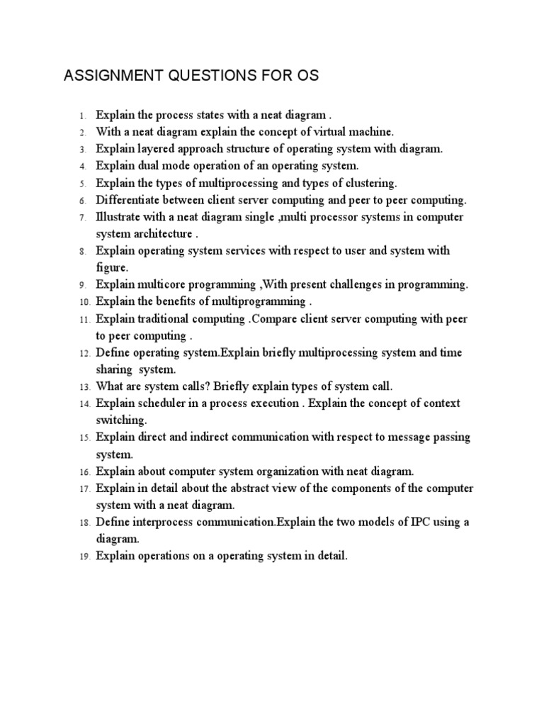 Assignment Questions For Os | PDF | Teaching Methods & Materials ...