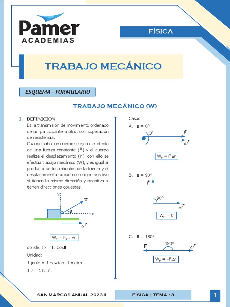 C SMA Sem13 Fisica Trabajo Mecanico | PDF | Fuerza | Cantidades fisicas