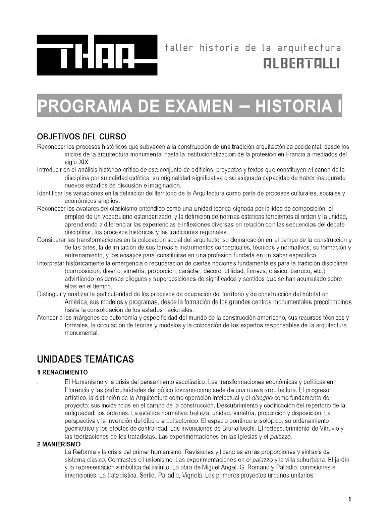 Programa de Examen H1 Albertalli | PDF