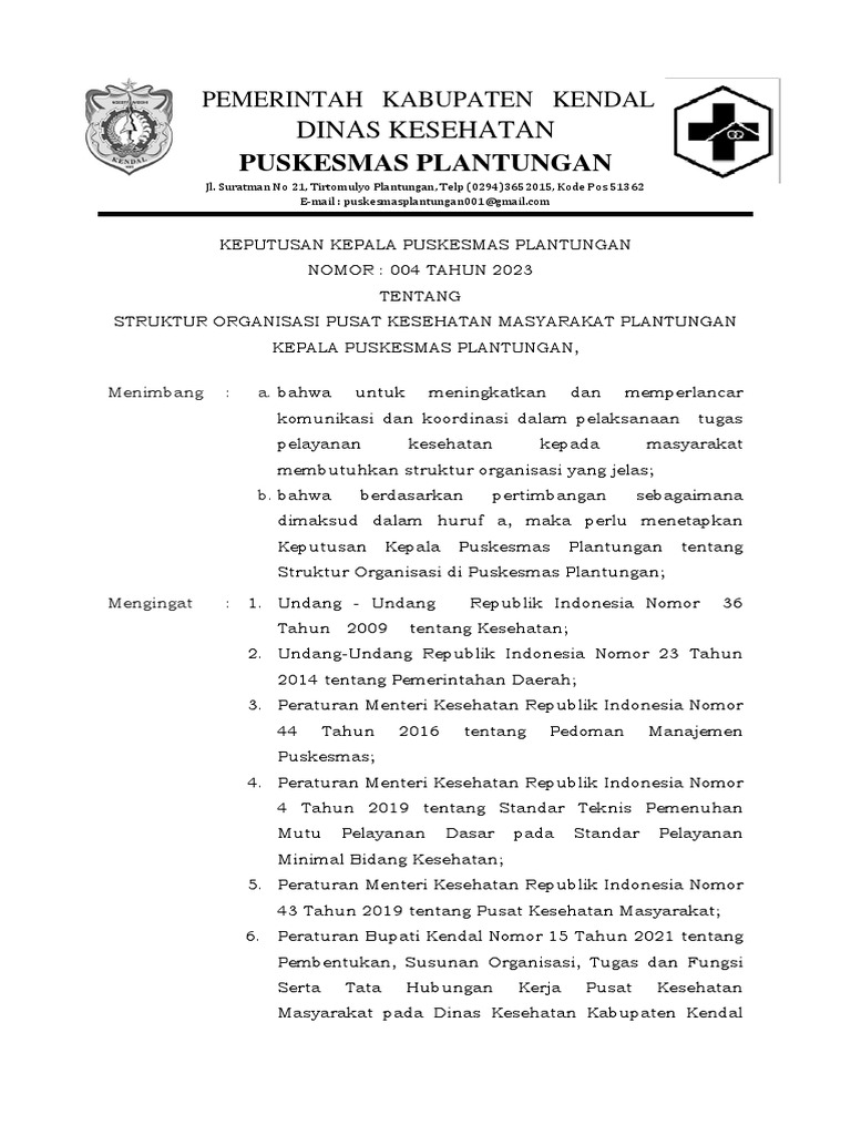 SK Struktur Organisasi | PDF