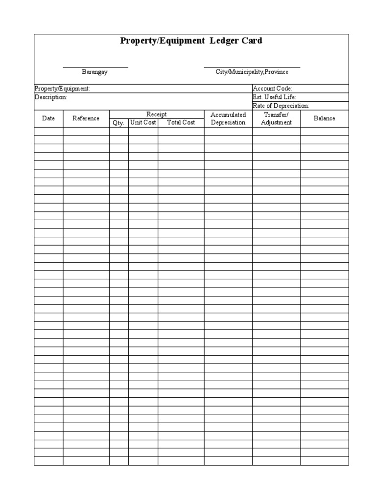 A-26.1 Property Equipment Ledger Card | PDF