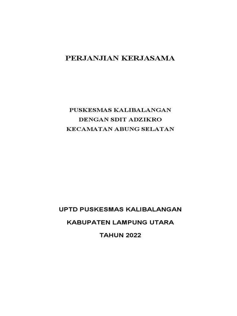 Mou TK Dan SD Sekolah Puskes | PDF