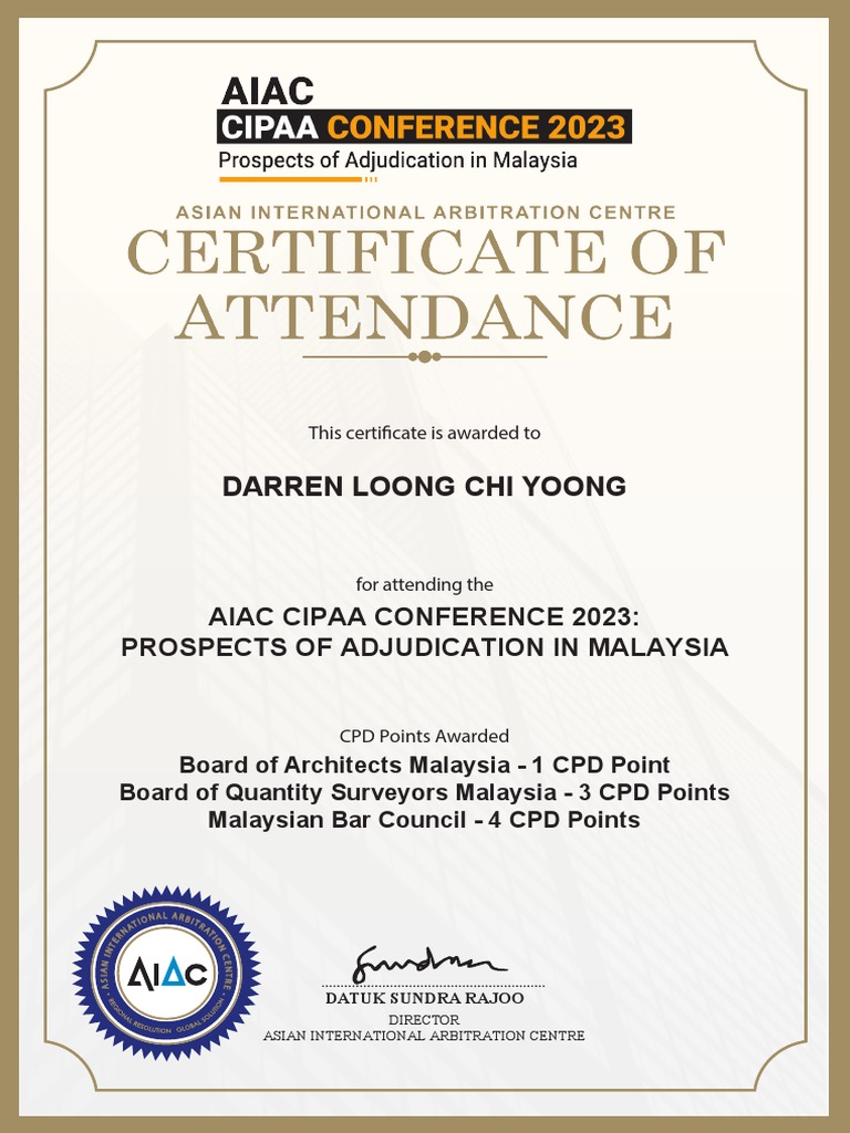 AIAC Conference 2023 Attendance Certificate | PDF