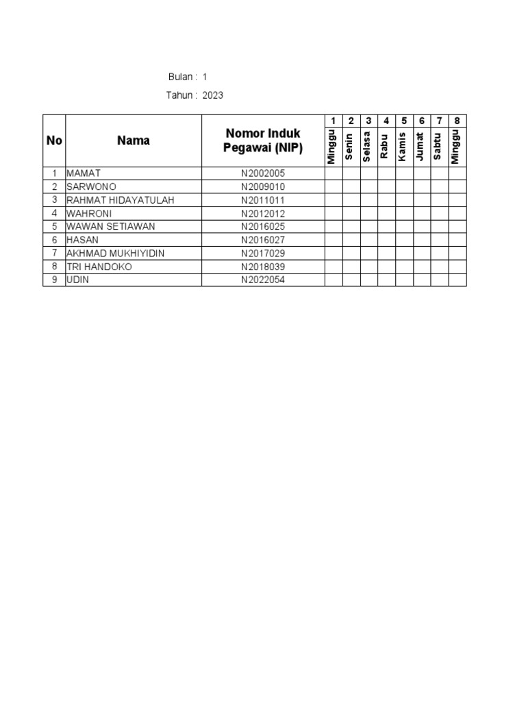 Rekap Absensi Pegawai 2023 | PDF