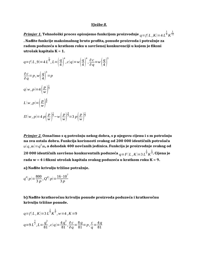 Mikroekonomija - Osme Vježbe | PDF