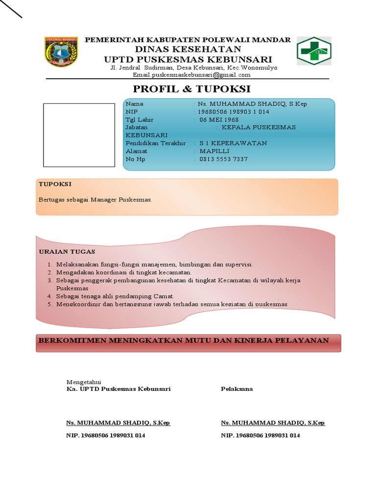 Kepala Puskesmas Tupoksi | PDF