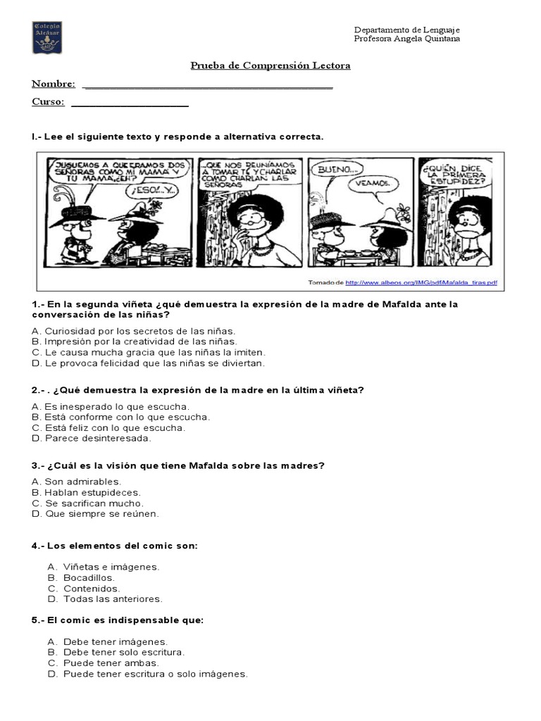 Prueba de Comprensión Lectora 3° Grado | PDF