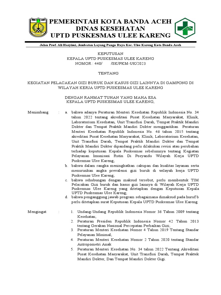 SK Pelacakan Gizi Buruk | PDF